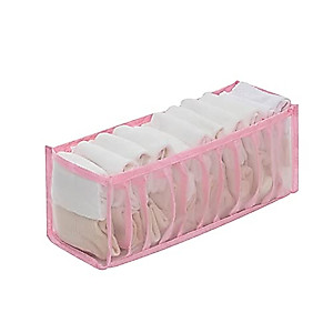 [US Warehouse] Farinull Drawer Underwear Organizer Dividers, Nylon Foldable Wardrobe Organizers and Storage Boxes for Lingerie, Bra, Socks, Underwear, Ties, Scarves, 3 Styles (3pcs-Pink)