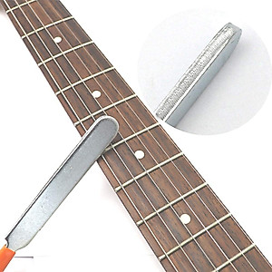Guitar Tool Kit include Double Headed Guitar Bass Fret Wire Rubber Hammer,Guitar Fret Crown File,Stainless Steel Fret Rocker,Fingerboard Guards Protectors and Grinding Stone for Guitar(7 piece set)