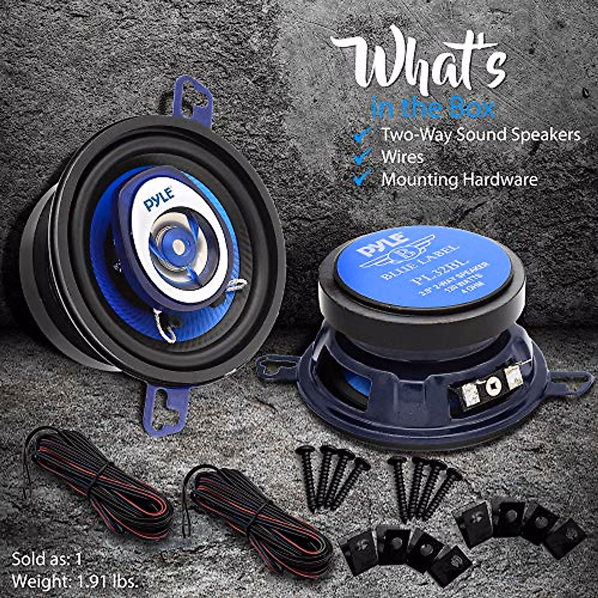 Pyle 2-Way Universal Car Stereo Speakers - 120W 3.5 Inch Coaxial Loud Pro Audio Car Speaker Universal OEM Quick Replacement Component Speaker Vehicle Door/Side Panel Mount Compatible PL32BL (Pair)