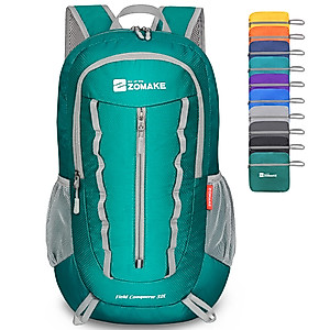 ZOMAKE Packable Hiking Backpack Water Resistant:32L Lightweight Foldable Backpacks - Small Packable Back Pack for Travel Camping Hiking Women Men (Olive green)