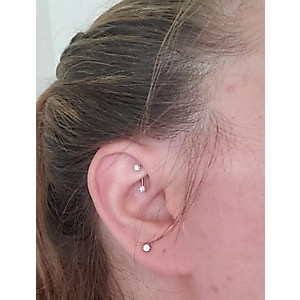 Briana Williams 6pcs Stainless Steel Silver Rook Daith Earrings Belly Lip Ring Eyebrow Studs Cartilage Tragus Cubic Zirconia Barbell Body Piercing 8mm (5/16")