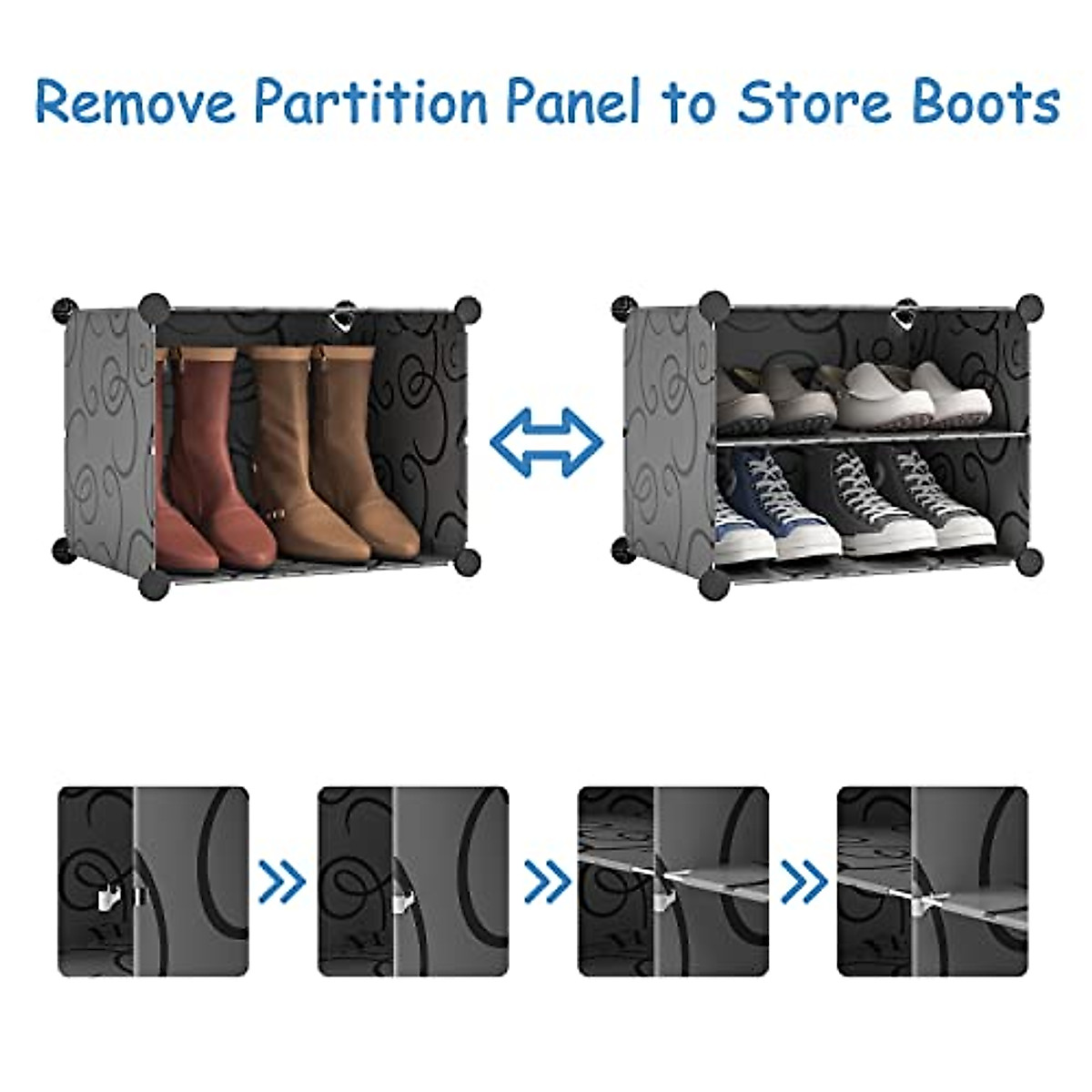 Shoe Rack, 6 Tier Shoe Rack Organizer 32 Pairs Shoe Cabinet Shoe Organizer for Closet Shoe Storage Cabinet Zapateras Organizer for Shoes, Shoe Rack for Closet for Entryway, Bedroom and Hallway, Black