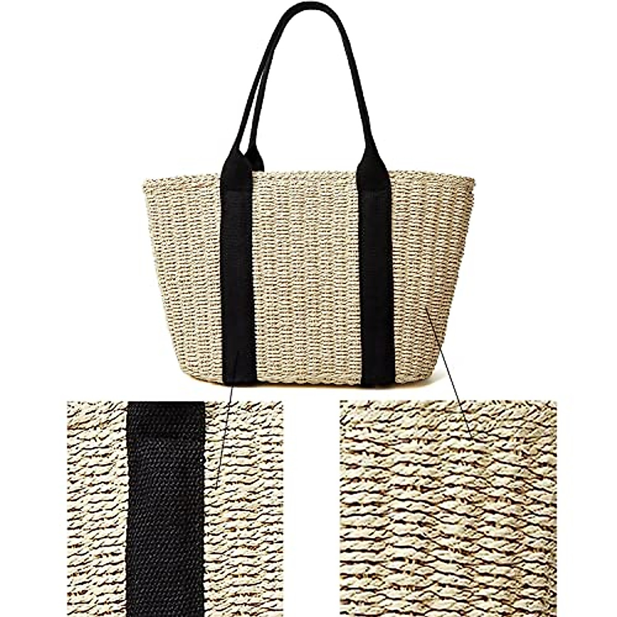 Summer Beach Vacation Large Tote Bag Handmade Woven Shoulder Bags Straw Handbag for Women