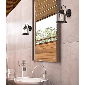 Westinghouse 6118100 Cindy Vintage-Style One-Light Indoor Wall Light Fixture, Oil Rubbed Bronze Finish with Barnwood Accents, Clear Seeded Glass