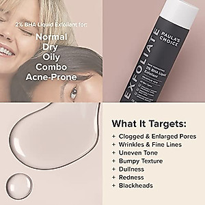 Paula's Choice Skin Perfecting 2% BHA Liquid Salicylic Acid Exfoliant Duo, Gentle Exfoliator for Blackheads, Large Pores, Wrinkles & Fine Lines, Includes 1 Full Size Bottle & 1 Travel Size Bottle