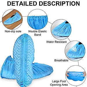 AIWIEP Shoe Covers Disposable Non-Slip for Indoor 100 Pack (50 Pairs), Disposable Boot & Shoe Covers | Durable, Recyclable, Water Resistant | Protect Your Home, Floors and Shoes