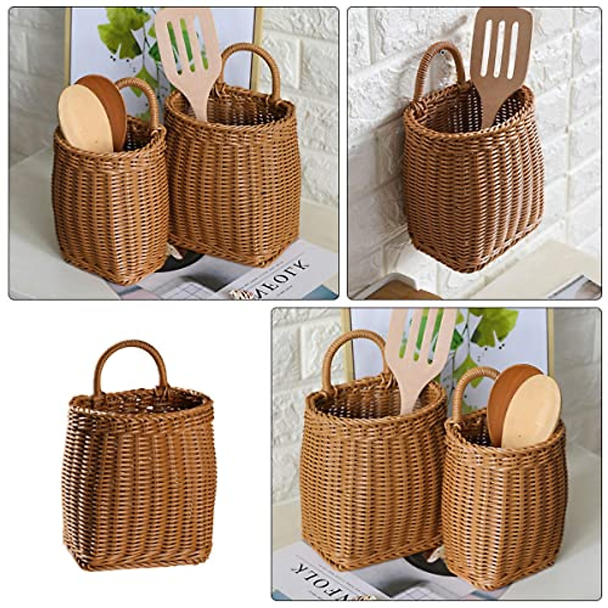Zerodeko 3 pcs Seasoning Basket Functional Container Handmade Bucket Garlic Storage Basket