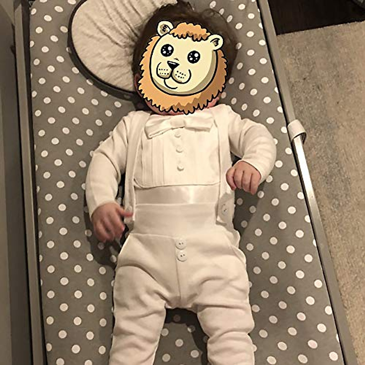 Baby Boys Baptism Christening Suit Outfit Bow Tie Comeing Home Romper Homewear Playwear Wedding Tuxedo Cake Smash Birthday Wild One Party Fall Set White-Long Sleeve 0-6 Months