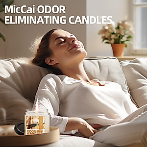 MicCai Vanilla Odor Eliminating Candles for Home Scented, Eliminates 99% of Pet, Smoke, Food and Other Smells Quickly, Highly Fragranced Candle,Premium Soy Candles Set for Women