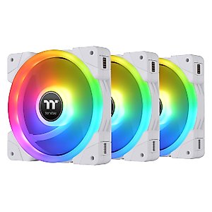Thermaltake SWAFAN EX 12 RGB PC Cooling Fan White, 500-2000 RPM, Magnetic Connection, Reversable Blades, Controller Included, CL-F161-PL12SW-A, Desktop, 120mm, 3 Pack
