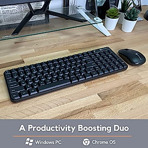 Wireless Keyboard Mouse Combo, X9 Performance Small Full Size Wireless Mouse and Keyboard Combo - 20% Smaller Cordless Keyboard and Mouse Set to Save Space for Windows, Laptop, Computer, Desktop, PC
