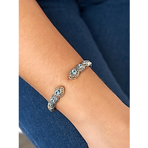 DEVATA Sterling Silver 925 and 18K Gold with Citrine Bali Filigree Cuff Bracelet DHK3226ACT (Size M)