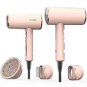 FUNTIN Hair Dryer, Blow Dryer with Diffuser 2023 Updated 1800w, Ionic for Women Curly 4c Thick Hair Pink