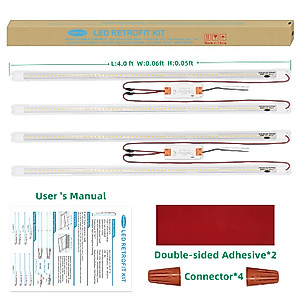 Superiorly 2 Pack Magnetic Mount 4 Foot LED Tube, 36W, 5400LM Super Bright, 5000K Daylight White, Panel Light Retrofit Kit, T8 T10 T12 8 T10 T12 Fluorescent Replacement, Crystal White, Easy to install