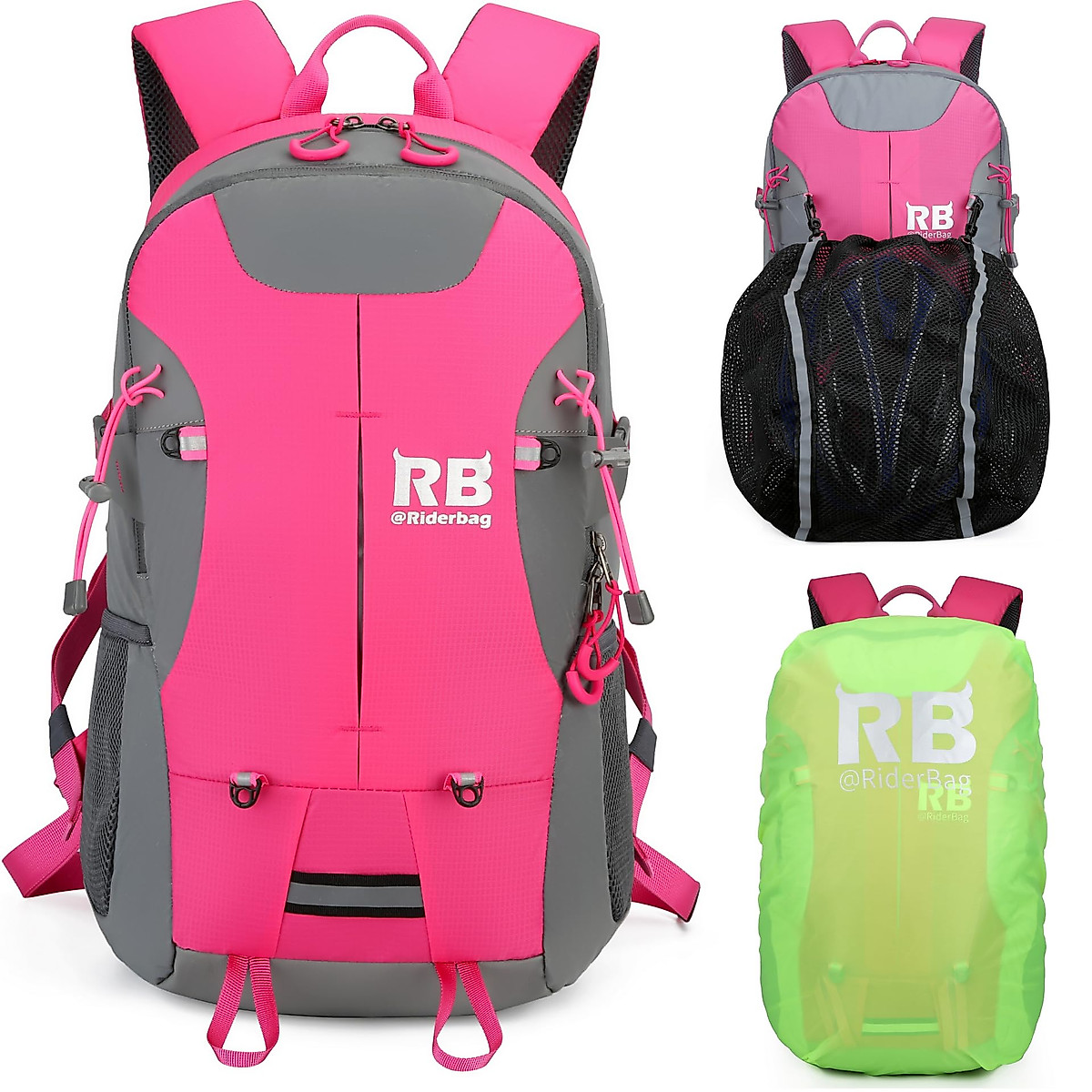 riderbag Reflective Motorcycle Backpack 35L, Lightweight Water-Resistant Daypack with Laptop Pocket for Commuting, Biking, and Daily Use – Pink