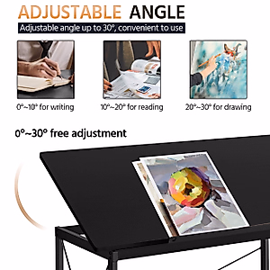 Yaheetech 47"x 24" Drafting Table Drawing/Crafting Table/Desk Art Desk for Artists Tilting Tabletop Basic Drawing Painting Writing Station Studying Desk with Adjustable Tabletop & Pencil Ledge Black