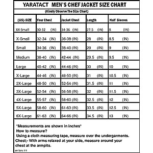 YARATACT Shaped Men's Black Chef Jacket Black Colour Pack of 4 Chef Coat (Light Yellow, X-Large)