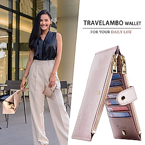 Travelambo Wallet Women RFID Blocking Bifold Multi Card Wallet Case with Zipper Pocket RFID Wallet Women