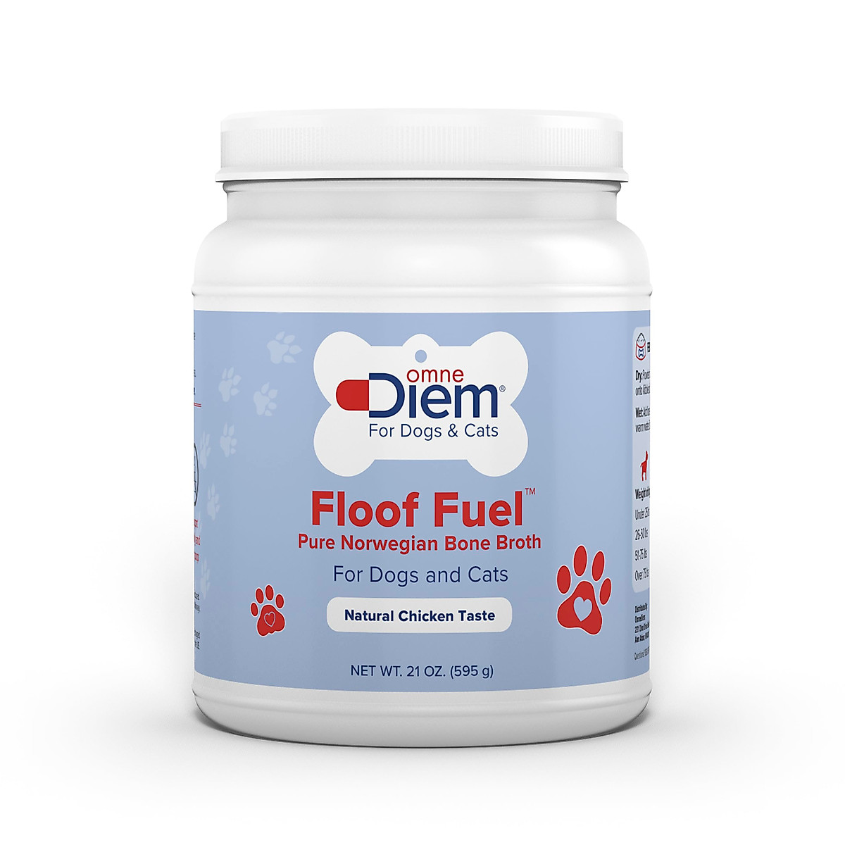 OmneDiem Floof Fuel for Cats & Dogs - Pure Norwegian Poultry Bone Broth - Pet Food Topper - Tasty Chicken Flavor, Rich in Protein - Supports The Health of The Joints, Gut, Skin & Coat - 21oz (595g)