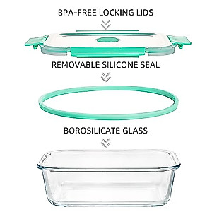 YANGNAY 10 Pack Glass Meal Prep Containers with Steam Vent, Food Storage Containers with Airtight Lids, Dishwasher/Microwave/Oven/Freezer Safe Glass Containers for Leftovers (Green)