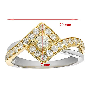Vir Jewels 1 cttw Diamond Wedding Engagement Ring Set 14K Two Tone Gold Princess Halo Style Size 6