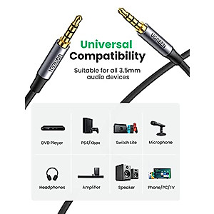 UGREEN 6FT 3.5mm Audio Cable Braided 4-Pole Aux Cord Bundle with USB C ...
