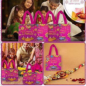 20 Pcs Happy Diwali Favor Bags,Treat Candy Goodie Gift Non-woven Bags Reusable for Happy Diwali Party Supplies Festival of Lights Day Gift Packs Snacks Candy Bags Happy Diwali Party Decorations