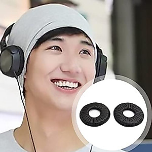 MDR-ZX100 Replacement Ear Pads Noise Canceling Wrinkled Leather Ear Cushions Covers Earmuff Repair Part for Sony MDR-V150 V250 V300 V100 V200 V400 DR-BT101 ZX100 ZX300 Headphones (Black)