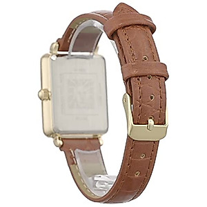 Anne Klein Women's Japanese Quartz Dress Watch with Faux Leather Strap, Brown, 14 (Model: AK/3820GPHY)
