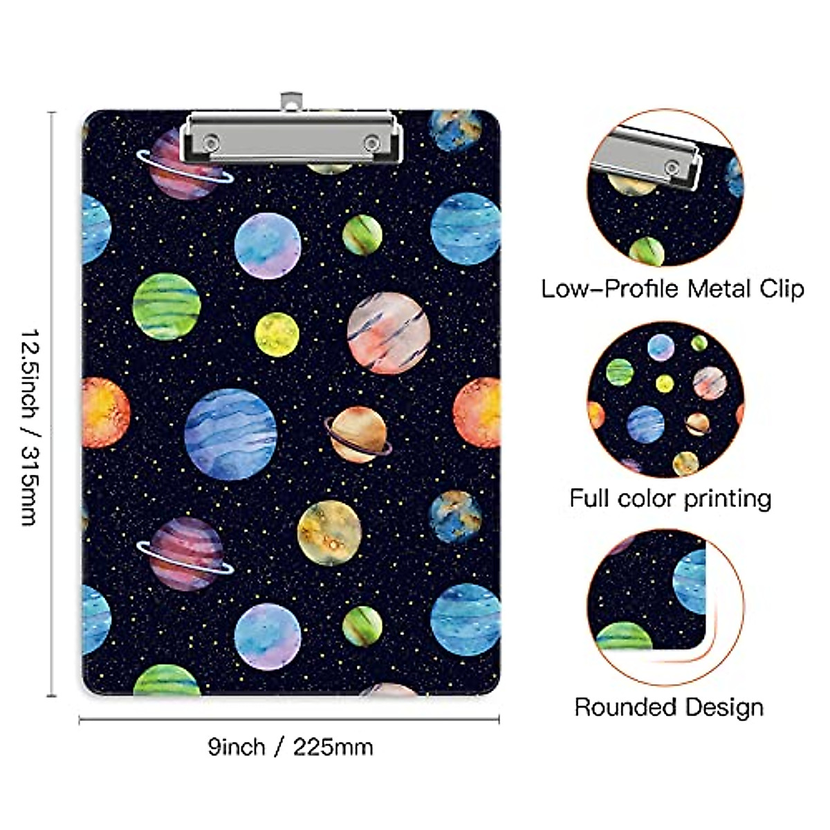 ZAXMEY Plastic A4 Clipboards, Cute Clipboard Stardard Letter Size for Teacher, Kids, Lightweight Clip Board | Decorative Clip Boards | Office Clipboard | School Supplies(Planet).