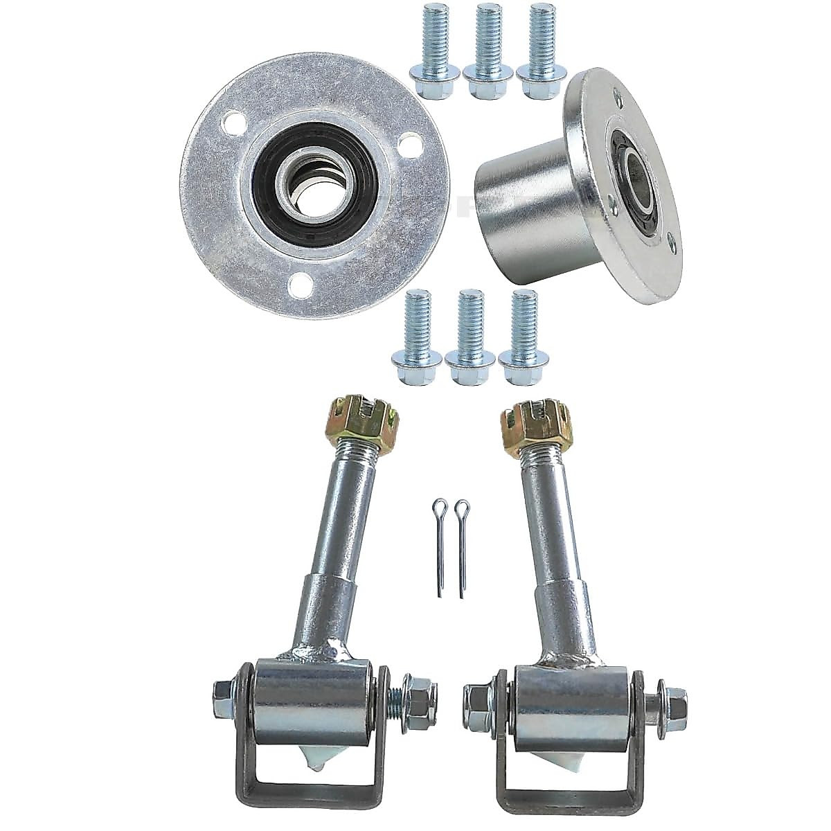 YC Yier Front Steering Wheel Tie Rod Kit Gear Rack Pinion Shaft & 3 Stud 5" Wheel Hub Steering Spindle Knuckle DIY Parts for Go Kart Go Cart Golf Cart ATV UTV Buggy Drift Trike 4 Wheeler Dolly Cart