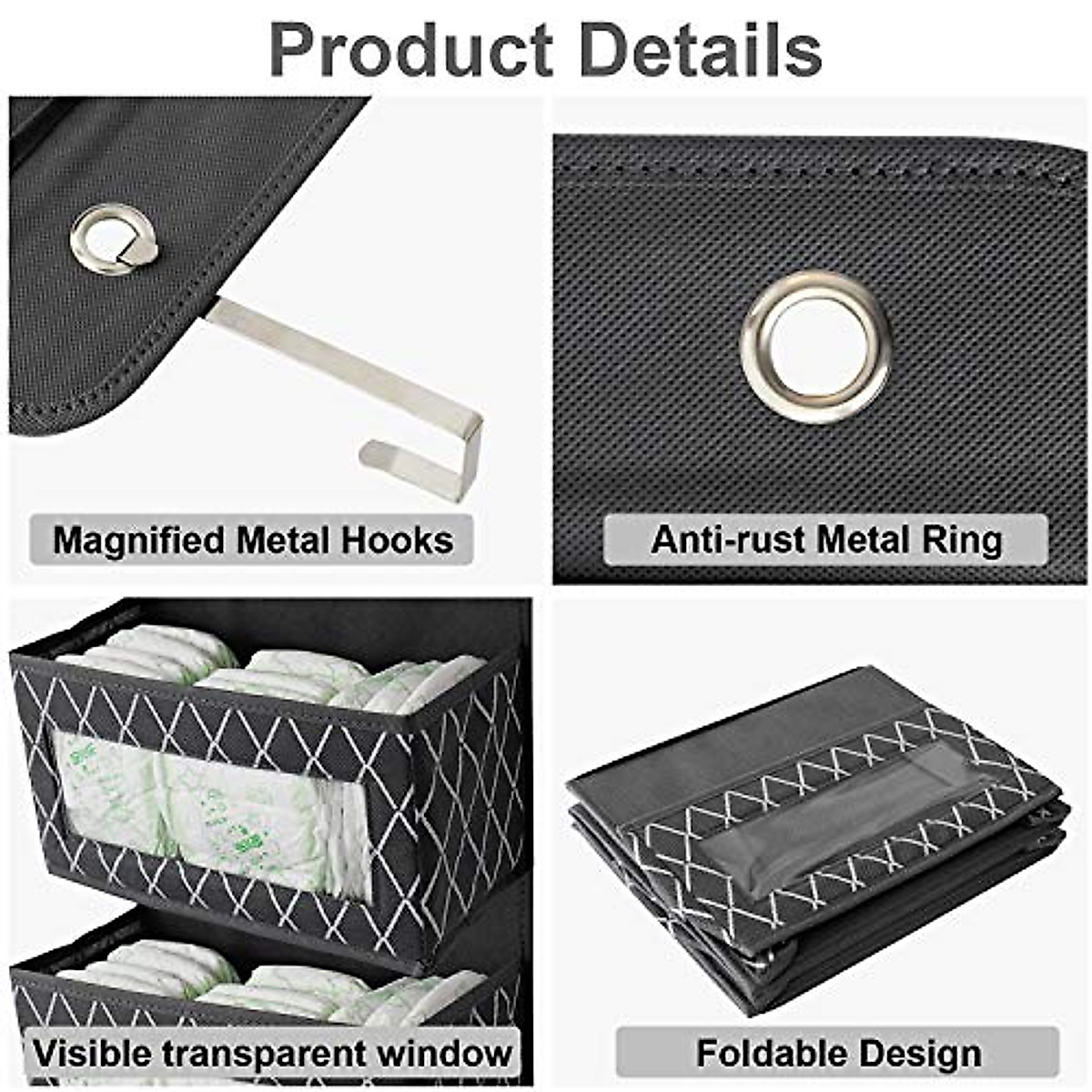 VERONLY Over The Door Hanging Organizer with 5 Large Pockets 1Pack+1Pack Toy Chest Box Organizer Bins for Boys Girls for Nursery,Playroom,Bedroom Toys