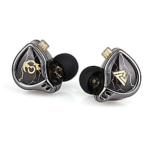Linsoul QKZ x HBB 10mm Titanium-Coated Diaphragm HiFi in-Ear Monitor Earphones with Semi-Open Cavity, Detachable 2Pin Silver-Plated Cable, Noise Canceling for Audiophile (Black, Without Mic)