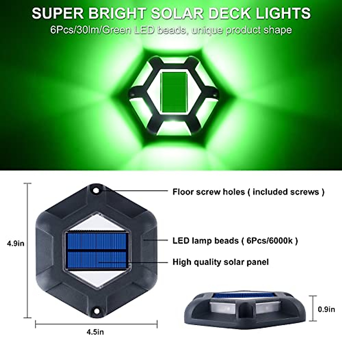 CREPOW Solar Dock Lights Driveway Deck Lights - 8 Packs Waterproof 1200mAh Outdoor LED Aluminum Dock Lighting Warning Step Lights for Driveway Sidewalk Garden Pathway Yard (Green)