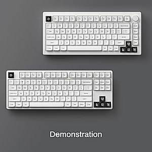 Akko Keycaps Set with MDA Profile Double-Shot Black on White Theme Keycap, Comes with 227 Keys with Standard MX Structure, Compatible with Major-Sizes Mechanical Keyboards