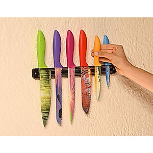 Black Wall-Mounted Magnetic Kitchen Knife Holder - BEHOLD by Chef's Vision - Magnetic Strip for Kitchen Knives - Stylish Kitchen Knife Bar Display - Ideal For Color Knives