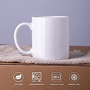 GBHOME Sublimation Mugs Blank, 12 OZ White Ceramic Sublimation Cups, Bulk Mugs for Coffee, Milk, Latte, Hot Cocoa, Set of 6