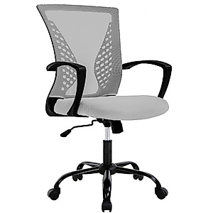PayLessHere Office Chair Desk Computer Chair Ergonomic Adjustable Executive Mesh Mid Back with 360 Degree Swivel Wheels Lumbar Support Armrest, Grey