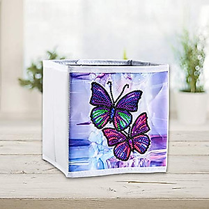 Alloyseed 5D Diamond Painting Folding Storage Cube Box, Foldable Storage Basket Bin Embroidery Cross Stitch Picture Arts Craft for Home Closet Cabinet Bedroom Toys Sundries Organizer 6.7X6.7X6.7