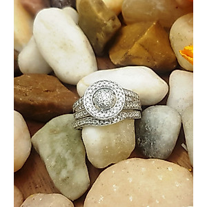 Dazzlingrock Collection Round White Diamond Halo Split Shank Wedding Ring Set for Women (0.50 ctw) in 10K White Gold Size 5.5