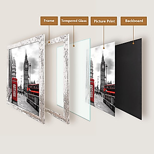 Golden State Art, 16x20 Picture Frame - Wide Molding - Wood Grain Rustic Style - Back Hangers for Wall Display - Great for Baby Pictures, Weddings, Portraits (White, 2 Pack)