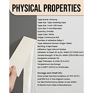 Lichamp Masking Tape 1 inch, 24 Pack General Purpose Masking Tape Bulk Multipack for Basic Use, 1 inch x 55 Yards x 24 Rolls (1320 Total Yards)