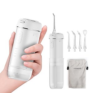 Cordless Water Dental Flosser for Teeth Cleaning, Mornwell Mini Cordless Portable Water Dental Flosser, 4 Modes Telescopic Water Tank USB Rechargeable IPX7 Waterproof for Travel, Braces & Bridges Care