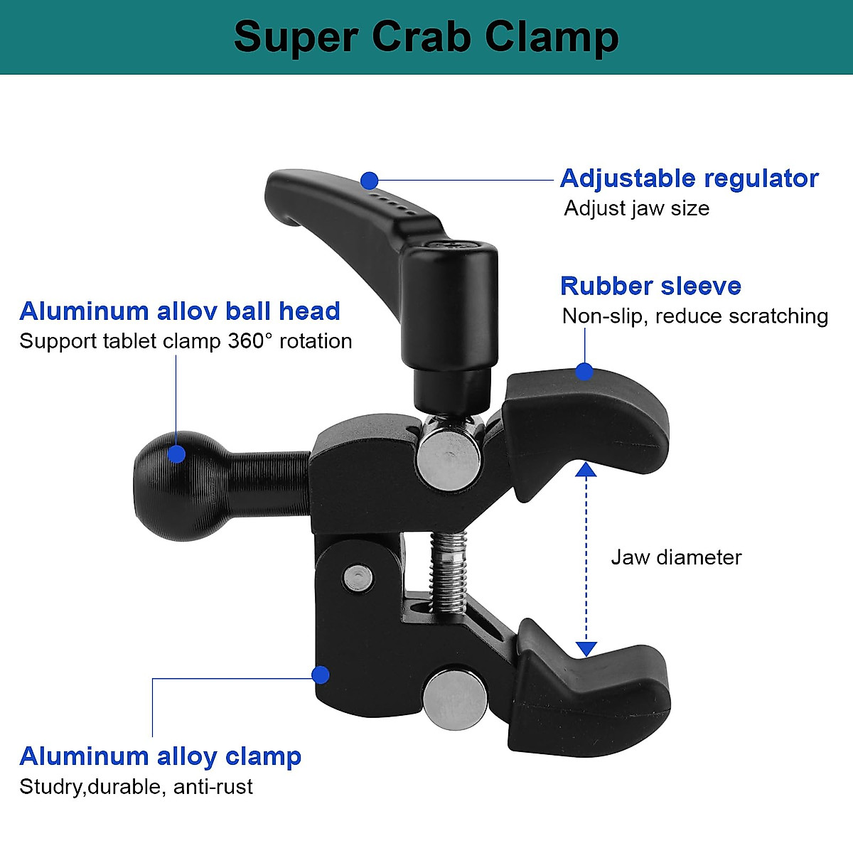 Mippko Phone Holder for Golf Cart/Microphone Stand/Shopping Cart/Railing/Handlebar/Rod,Fit for 3.5~7.5 inch iPhone/Nexus/HTC/LG/Smartphone,360°Adjustable Clip Aluminum Alloy Mount