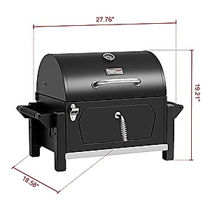 Grills House Portable Charcoal Grill with Two Side Handles, Compact Outdoor Charcoal Grill for Travel, Picnic, Tailgate, and Campsite Cooking, CD1519-SC, Black