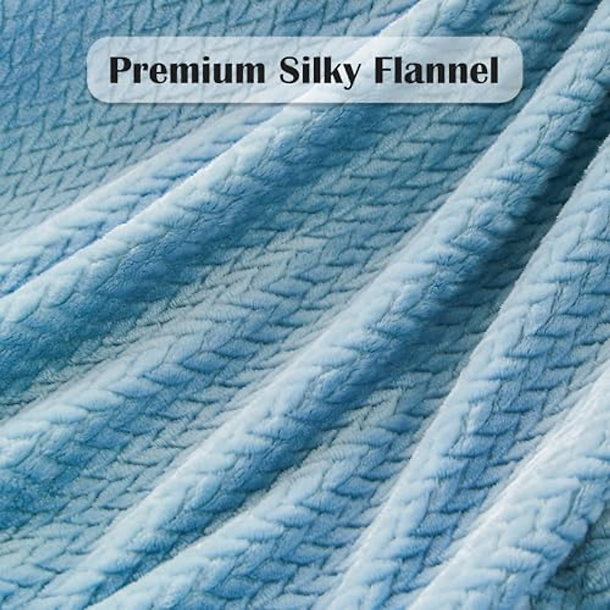 NEWCOSPLAY Super Soft Throw Blanket Light Blue Premium Silky Flannel Fleece Leaves Pattern Lightweight Bed Blanket All Season Use (Light Blue, Throw(40"x50"))