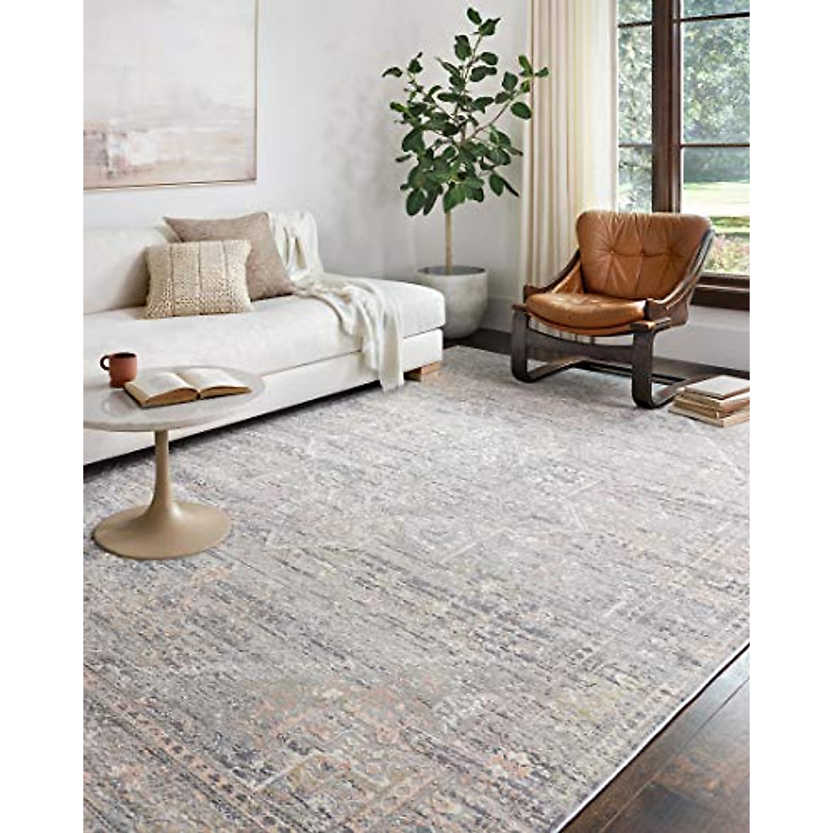 Loloi II Lucia Collection LUC-01 Grey/Sunset, Transitional 7'-9" x 10'-6" Area Rug