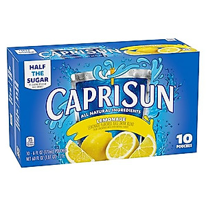 Capri Sun Lemonade Naturally Flavored Kids Juice Drink (10 ct Box, 6 fl oz Pouches)