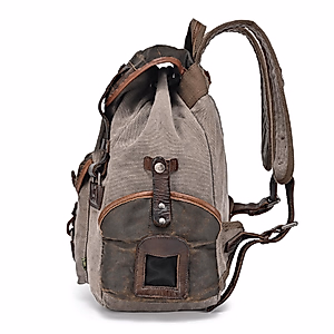 TSD The Same Direction Tapa Canvas Backpack | Vintage Backpack | Large Canvas Backpack with Genuine Leather Accents | For Laptop - Retro Backpack (Grey)