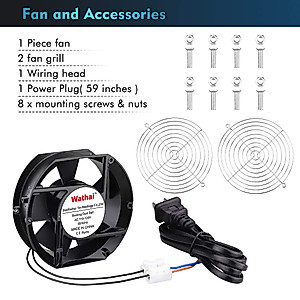 Wathai AC 110V 120V Axial Fan Big Airflow High Speed Dual Ball 172mm x 150mm x 51mm for DIY Cooling Ventilation Exhaust Projects For Server